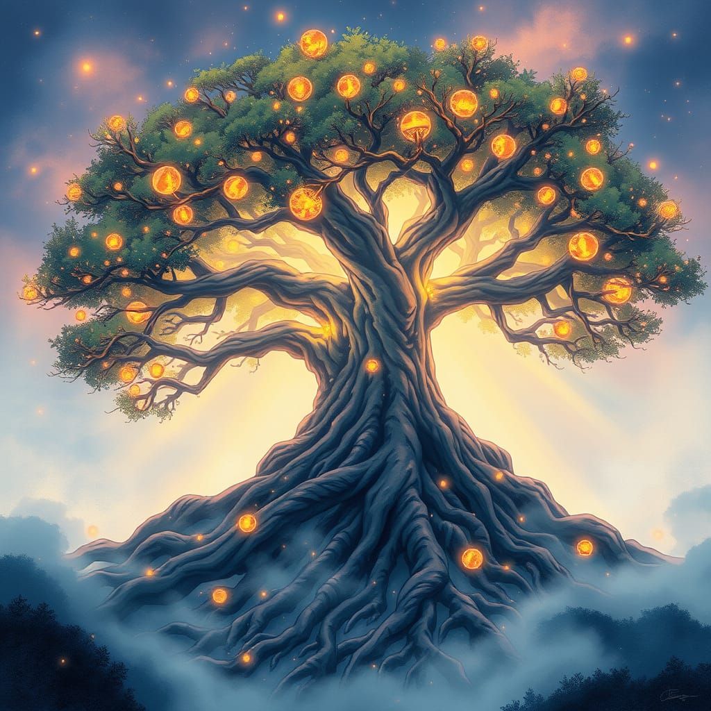 magic tree, , anime jrpg style - Majestic Magic Tree in Ani...