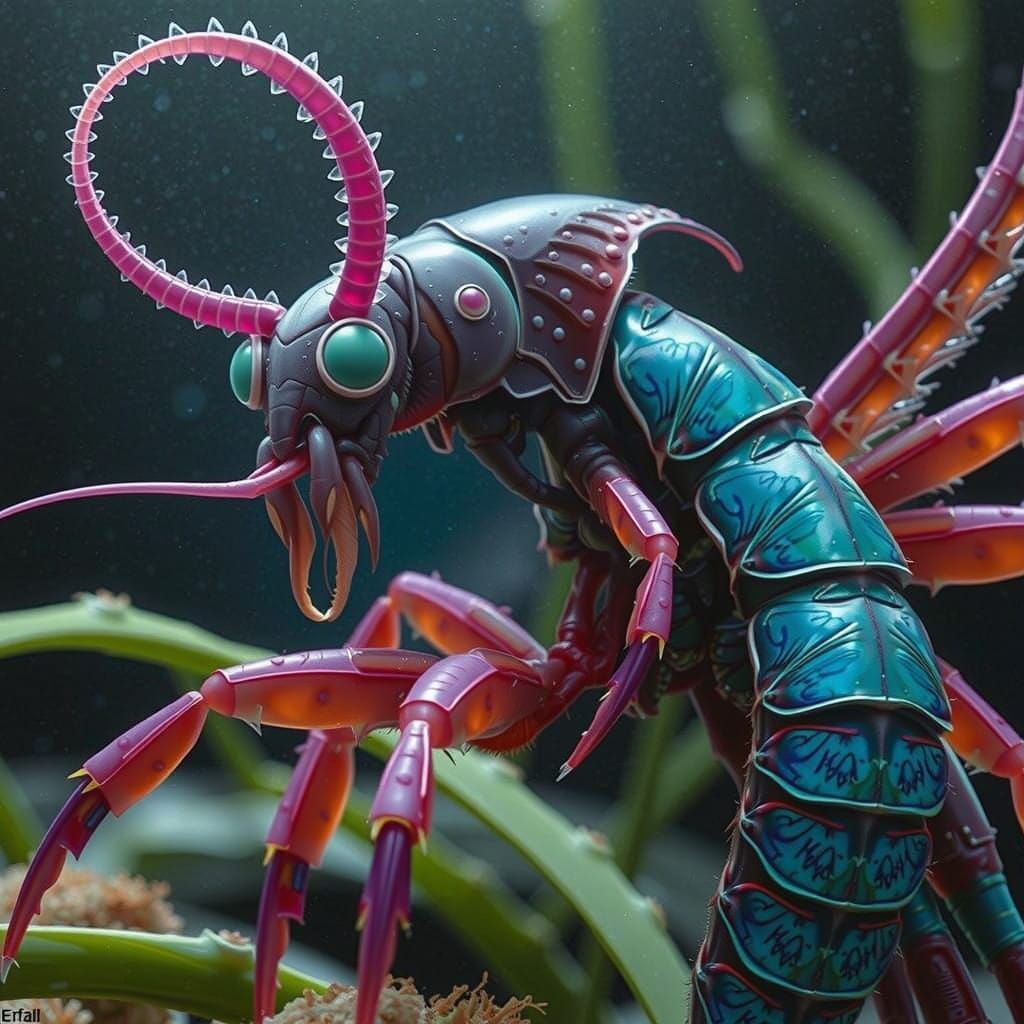 Mantis Shrimp Aliens on an Iridescent Exoplanet - AI Art