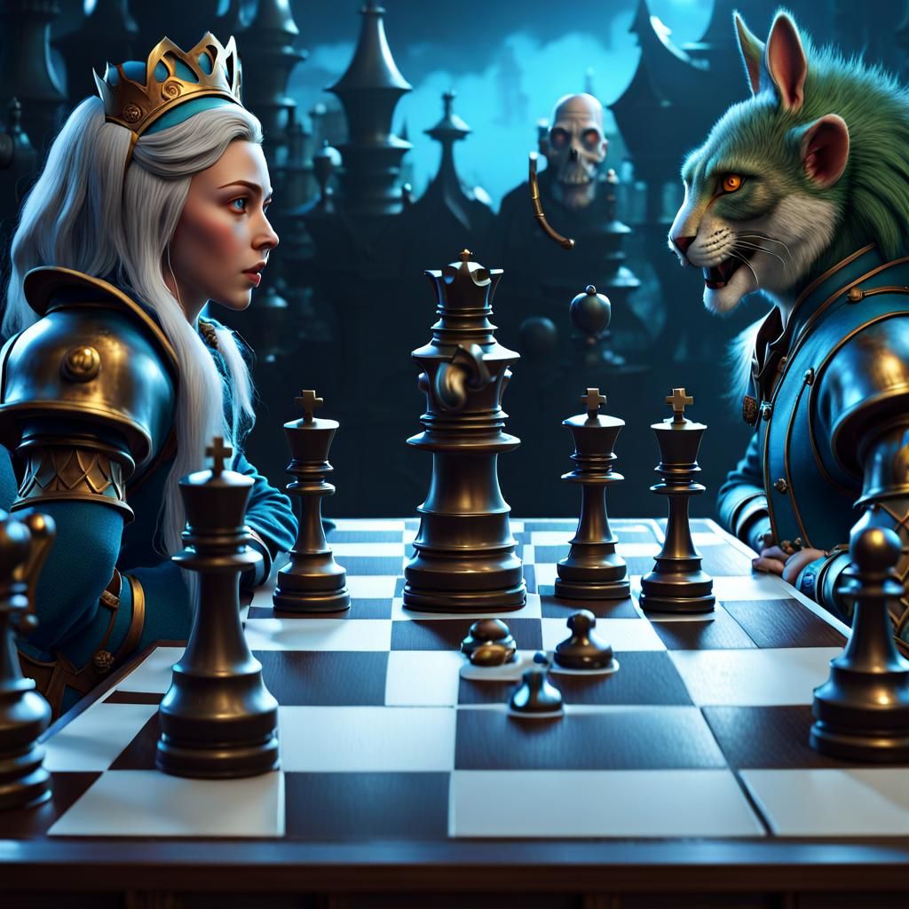 Alice Playing Chess playing chess In Wonderland - AI Generated Artwork ...