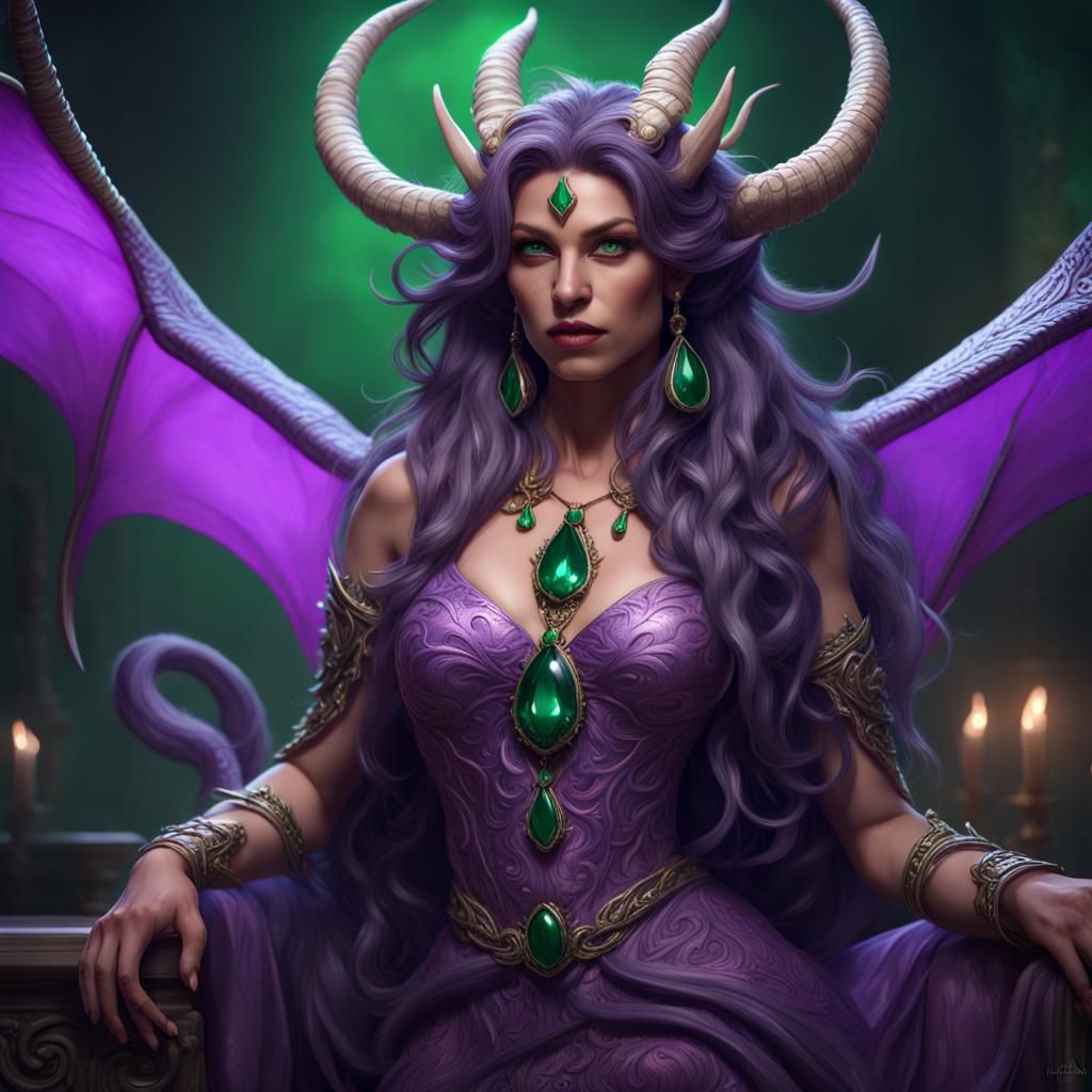 Draconic woman wearing a purple gown - AI Generated Artwork - NightCafe ...
