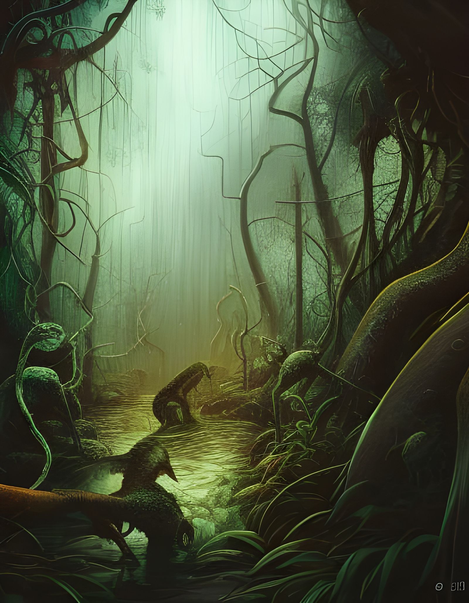 The jungle is a dark and foreboding place - AI Generated Artwork ...