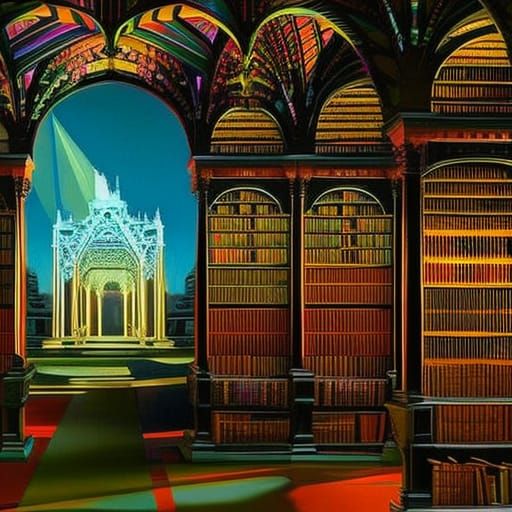 A colorful surreal precisionist chiaroscuro painting of The Fractal ...