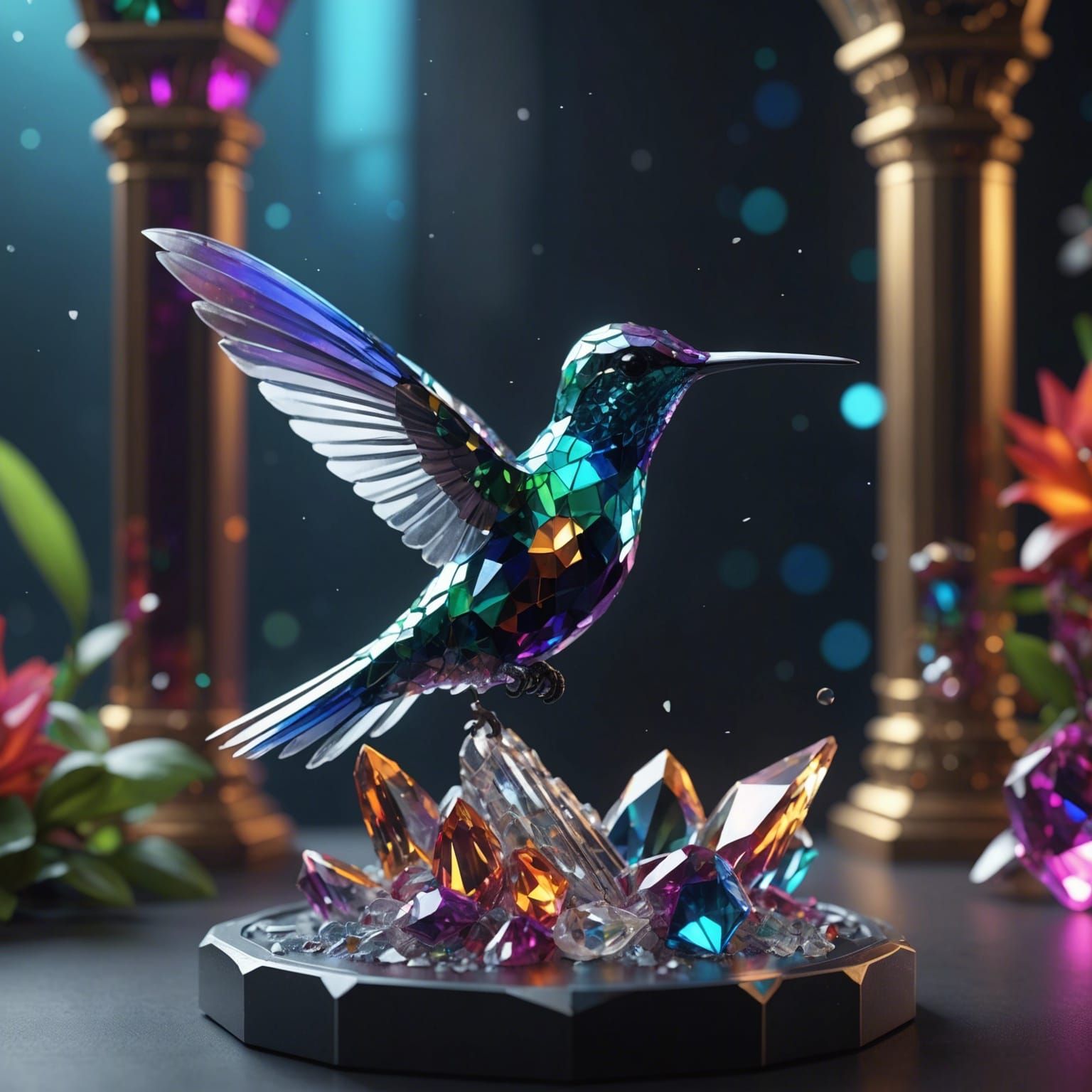 Crystal hummingbird - AI Generated Artwork - NightCafe Creator