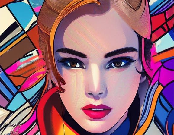 Dynamic Portrait in Triadic Colors, Inspired by Go... - AI Art