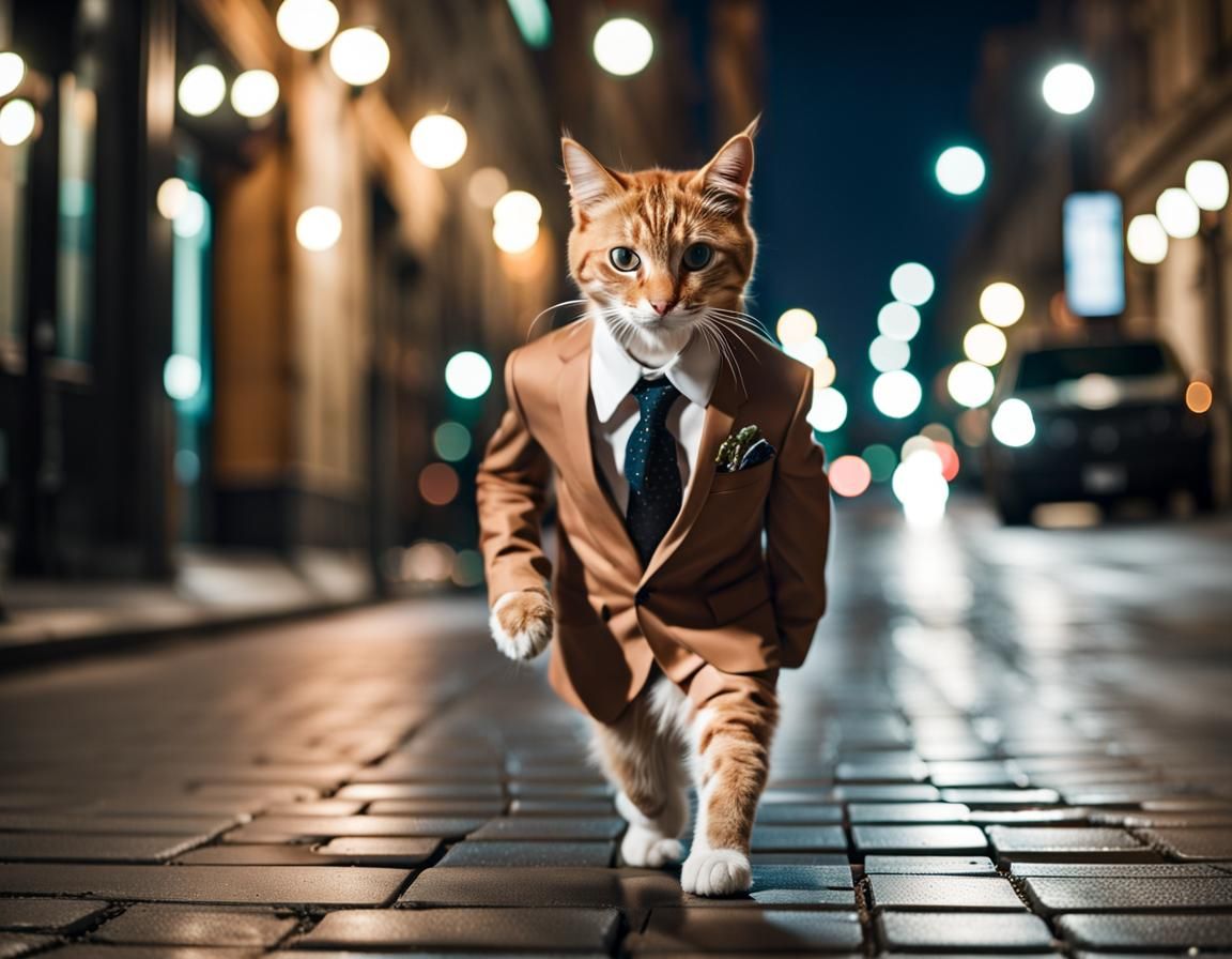 Da boss cat walking - AI Generated Artwork - NightCafe Creator