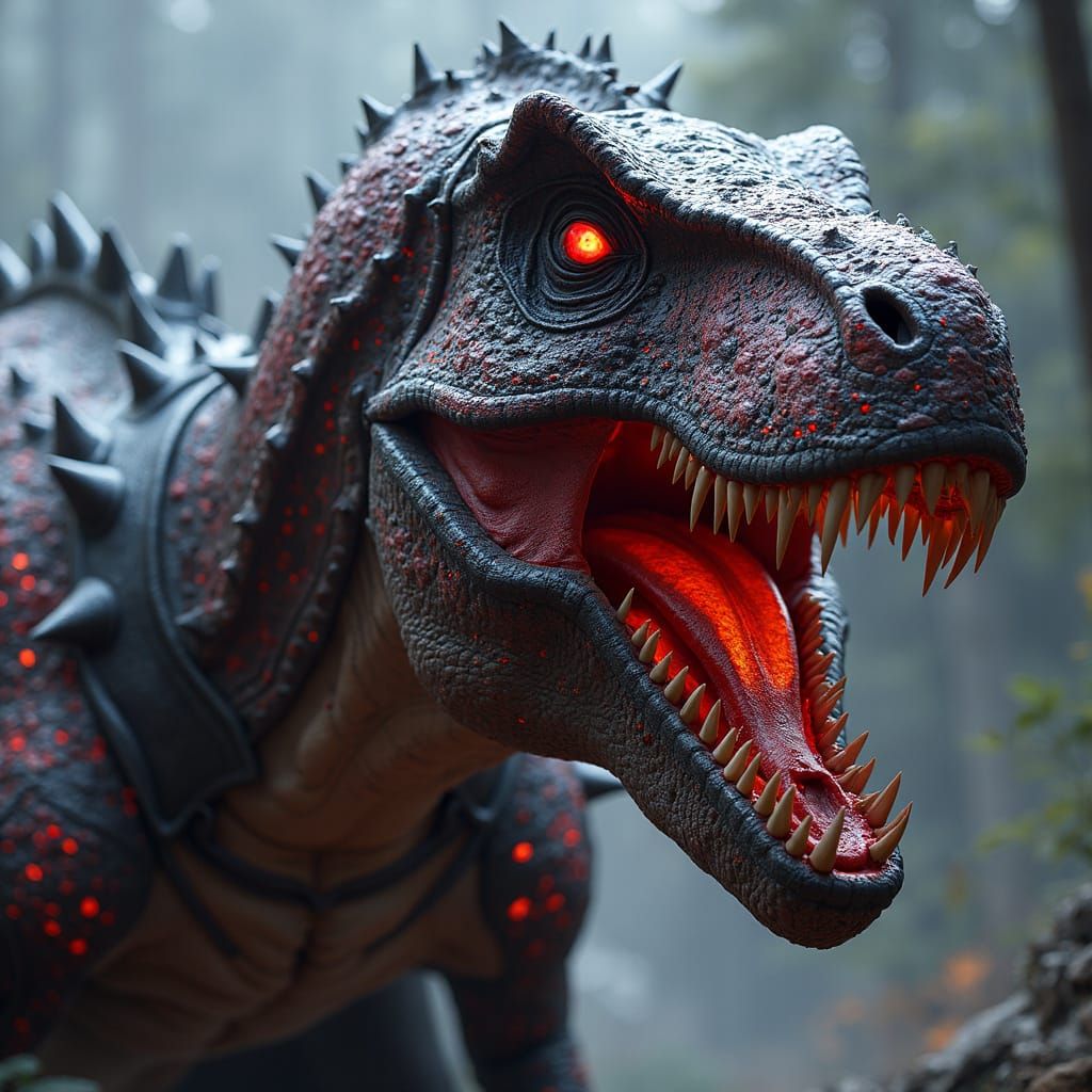 Ferocious Tyrannosaurus Rex in Dark, Gothic Armor ... - AI Art