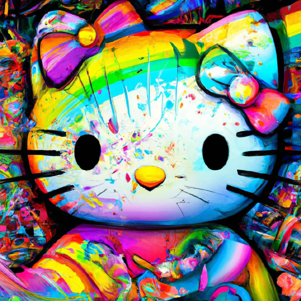 Rainbow Hello Kitty - AI Generated Artwork - NightCafe Creator