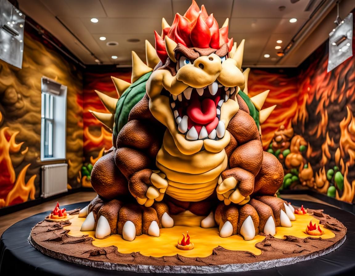 Angry Bowser Mega Cake 🔥🐲🎂 - AI Generated Artwork - NightCafe Creator
