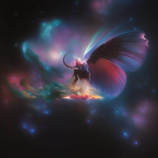 A Betta Fish transforming into a colorful Nebula in deep space - AI ...