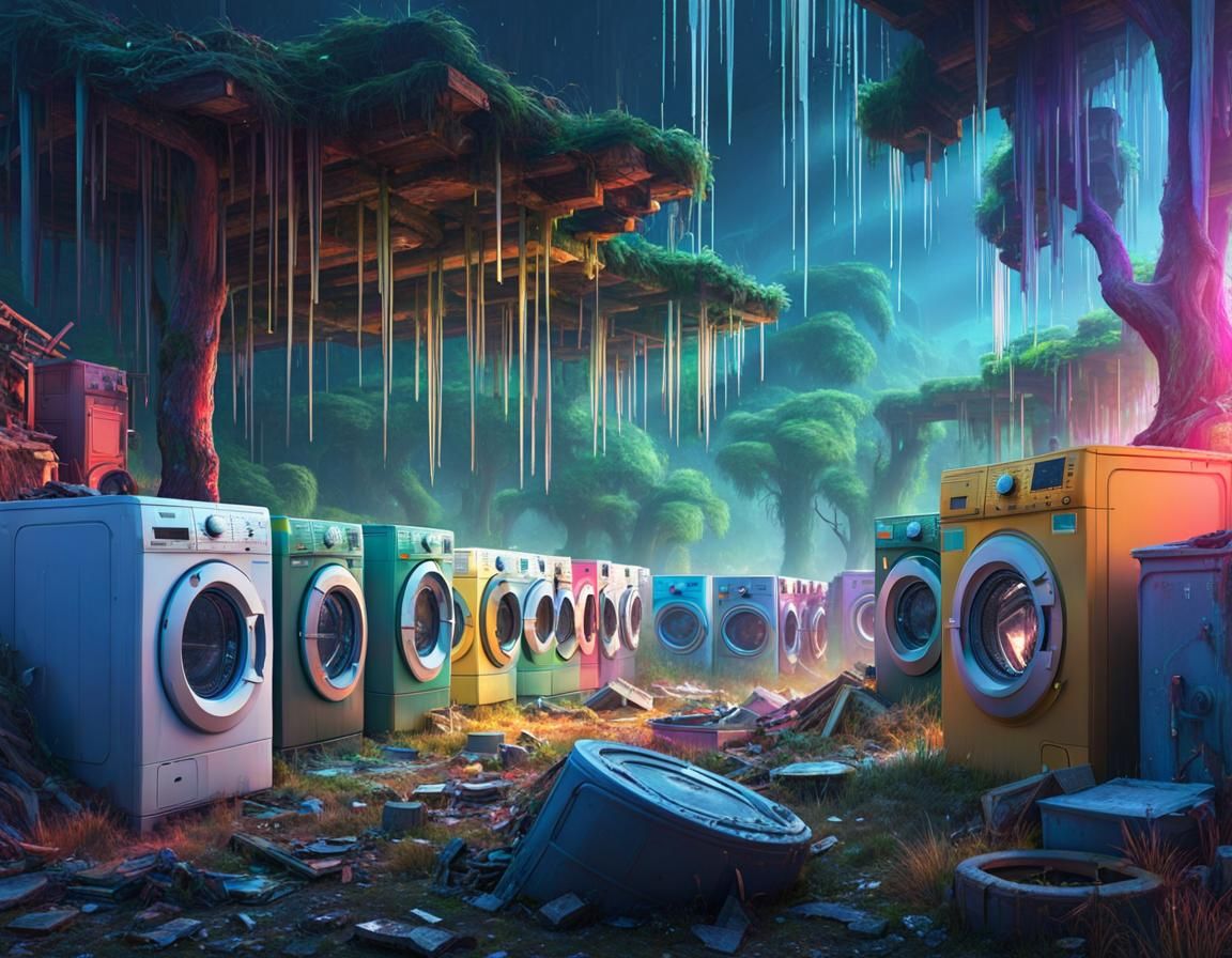 The Waching Machine Graveyard - AI Generated Artwork - NightCafe Creator