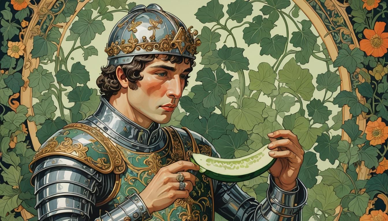 A Knight Eating a Cucumber - AI Generated Artwork - NightCafe Creator