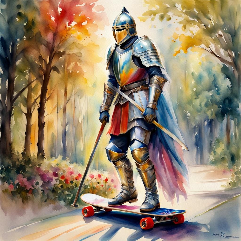 Knight on skateboard - AI Generated Artwork - NightCafe Creator