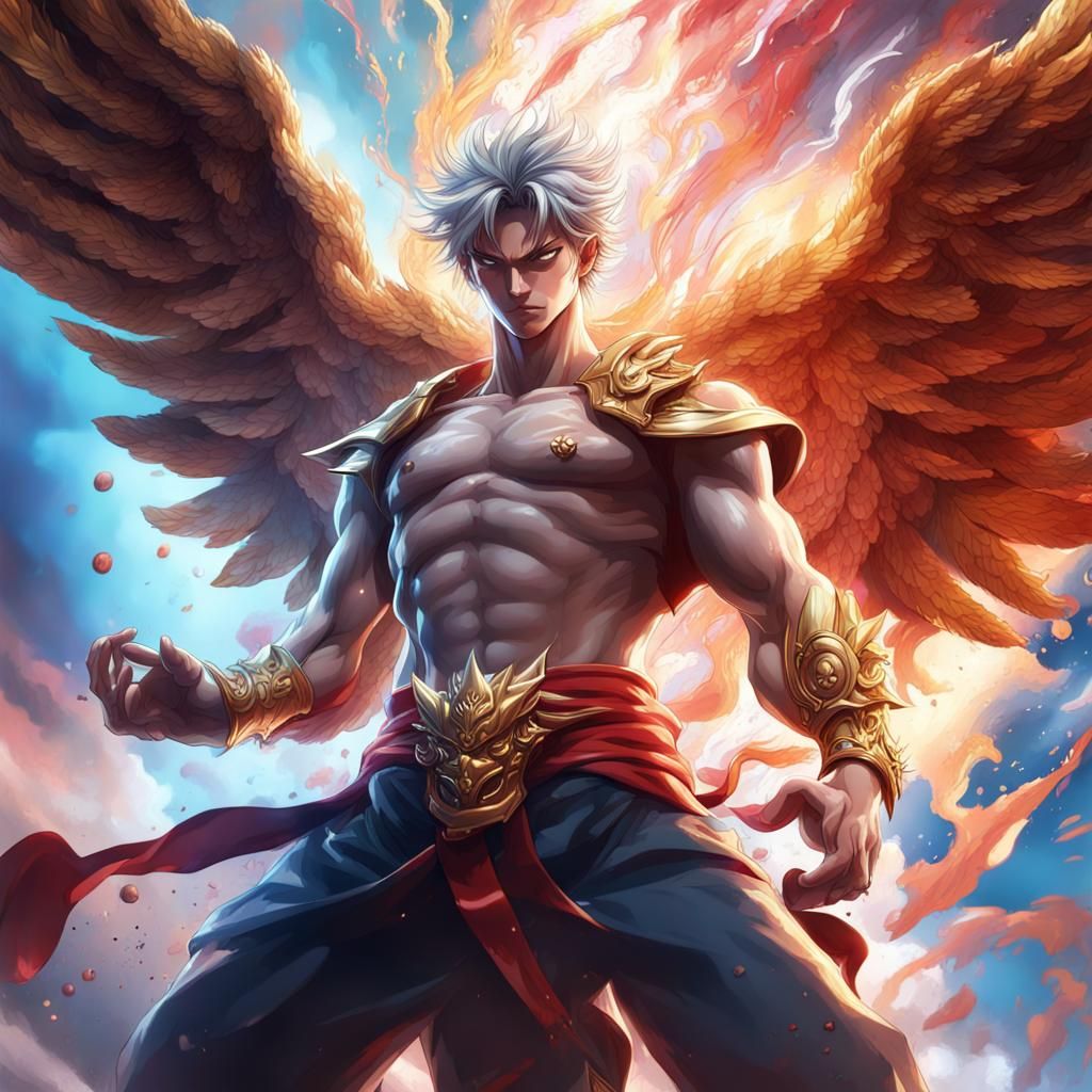 Overpowering evil with the power of God in heaven anime battle - AI ...