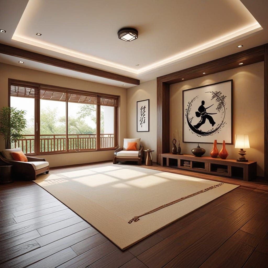 Harmonious Fusion: Karate Interior Design - AI Art