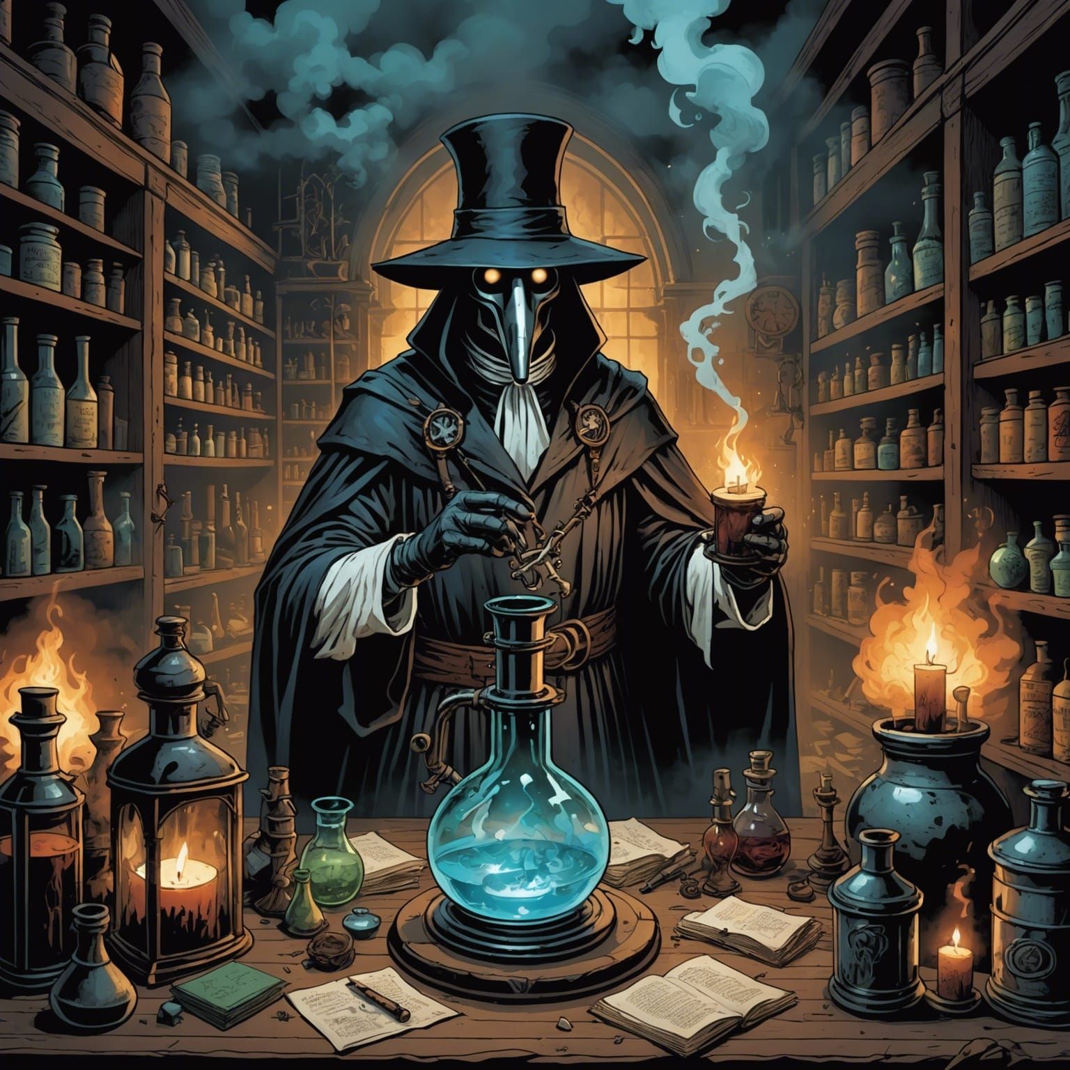 Comic Book Plague Doctor - AI Generated Artwork - NightCafe Creator