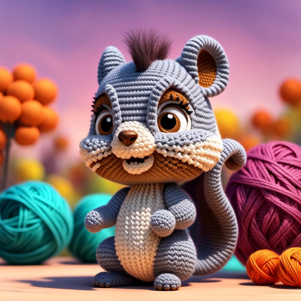 Yarn Squirrel #4 - AI Generated Artwork - NightCafe Creator