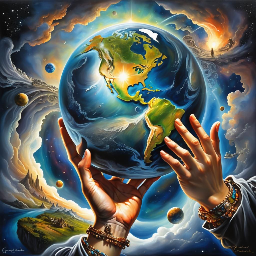 Holding the World in Hands 5 - AI Generated Artwork - NightCafe Creator