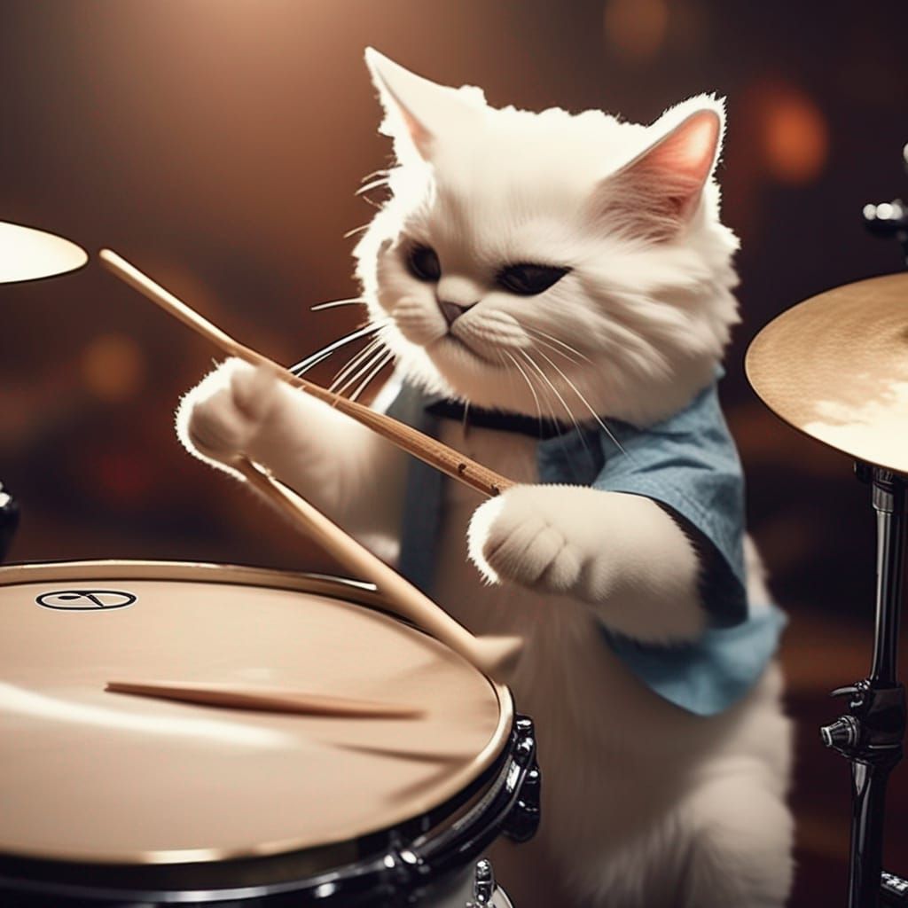 cat playing drums - AI Generated Artwork - NightCafe Creator