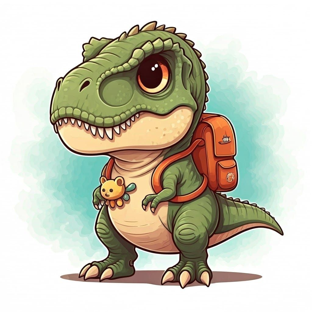 Adorable chibi tyrannosaurus rex - Vibrant Chibi T-Rex Wear...