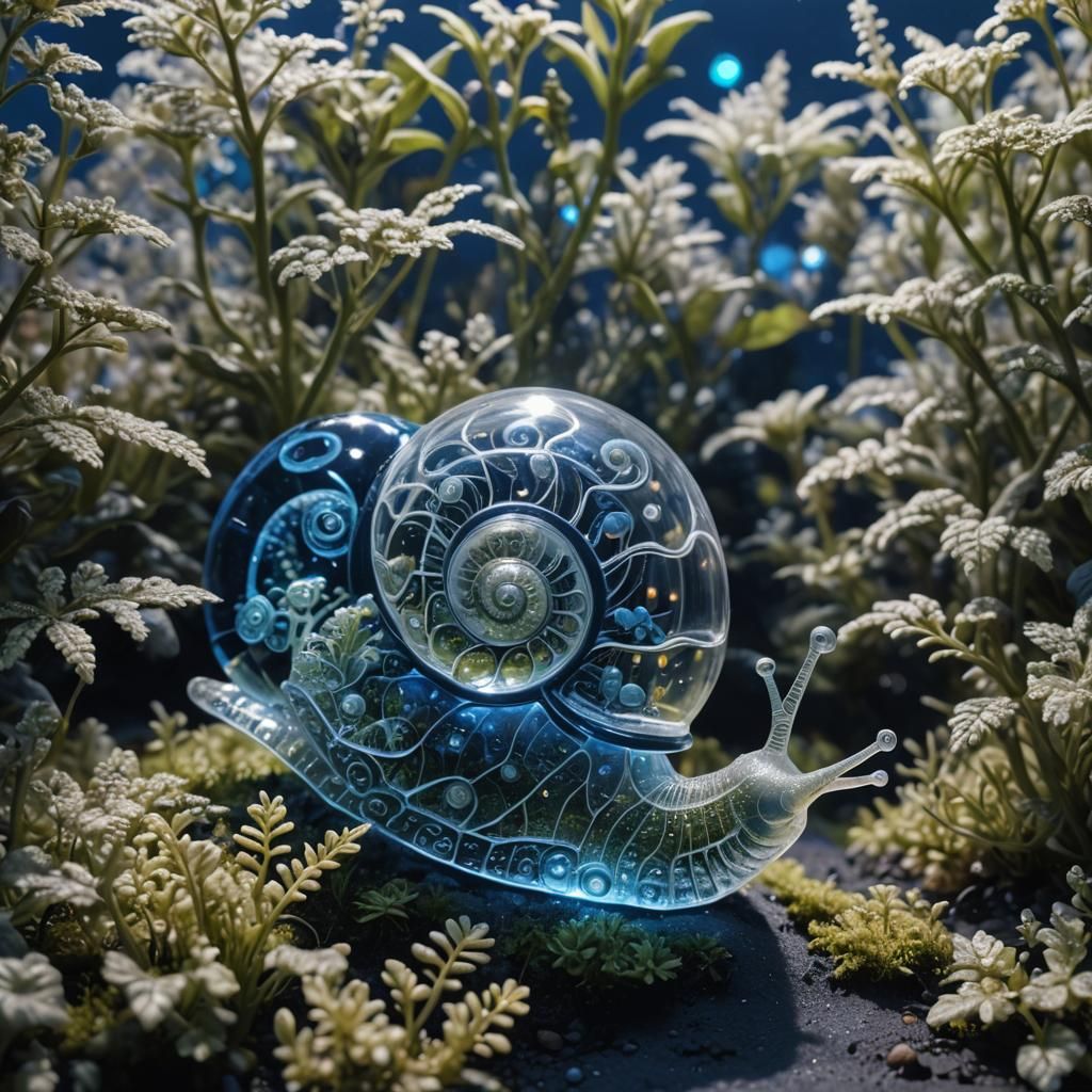Crystal transparent snail - AI Generated Artwork - NightCafe Creator