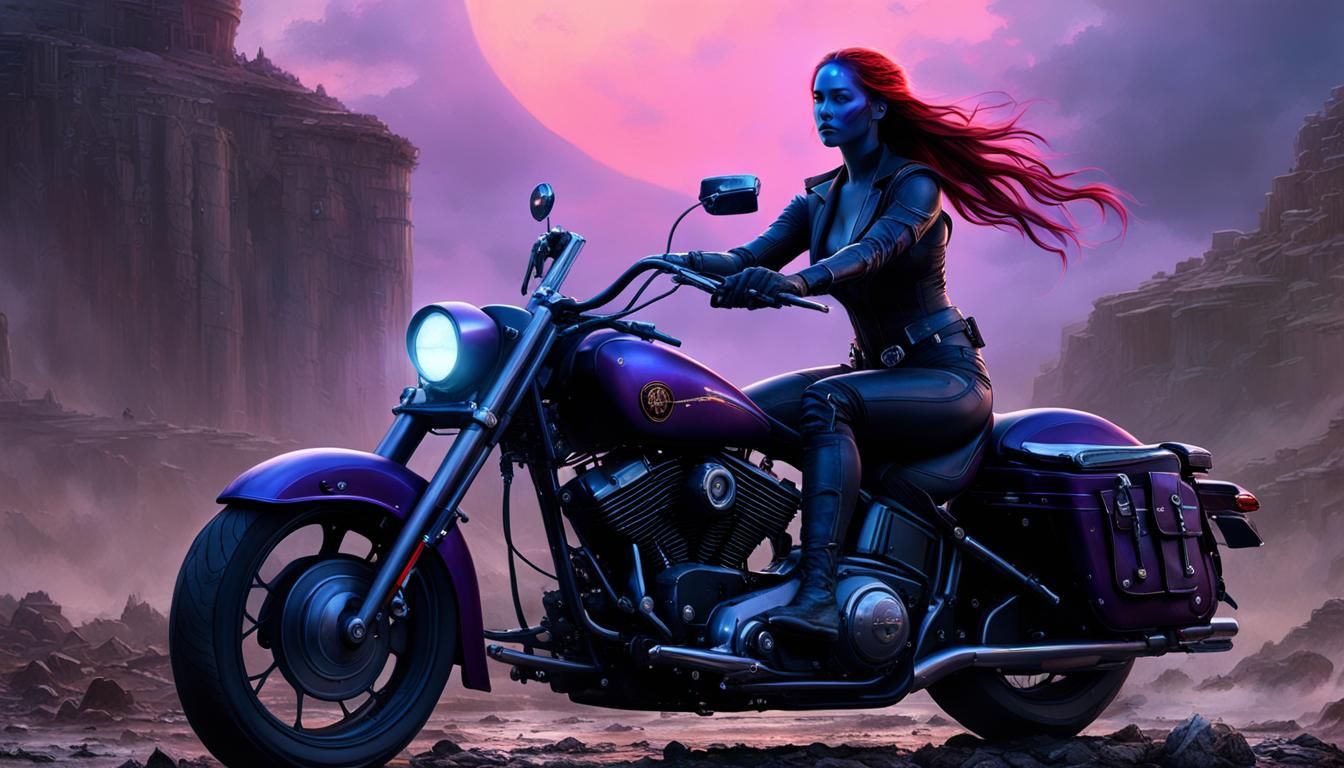 Jennifer Lawrence Raven Darkholme Mystique in an apocalyptic landscape ...