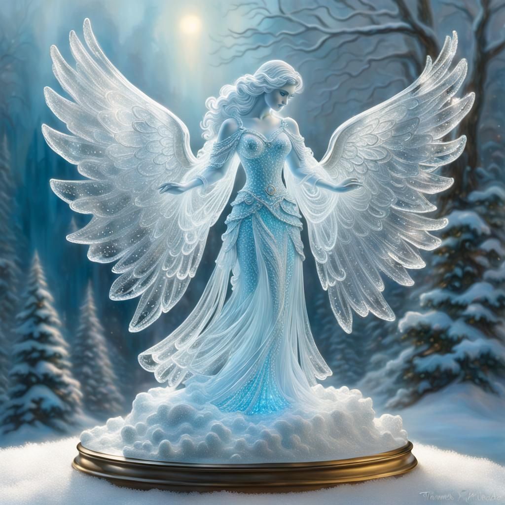 Ice Angel sculpture - AI Generated Artwork - NightCafe Creator