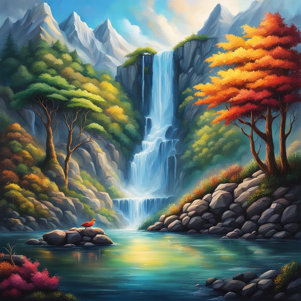 WATERFALL - AI Generated Artwork - NightCafe Creator