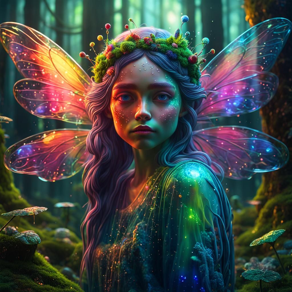 Psychedelic fantasy Fairy in Glass Containers bottle, magical forest ...