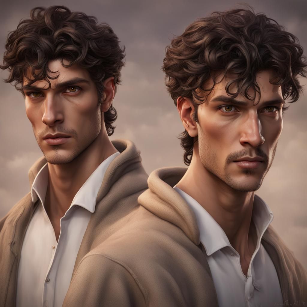 a tan man with dark coloured eyes and hair. they have boy bangs and a ...