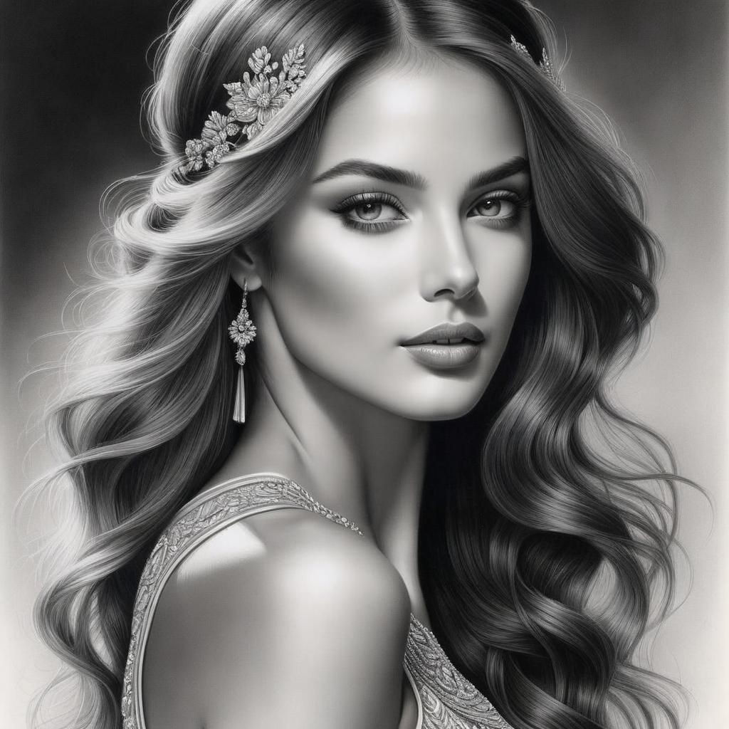 beautiful woman as pencil drawing - AI Generated Artwork - NightCafe ...