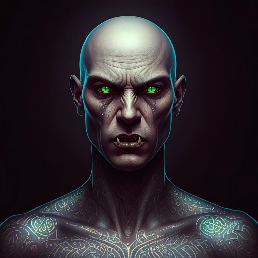 Scary dude - Gothic, Alien-Like Figure in Dark, Mystical Por...