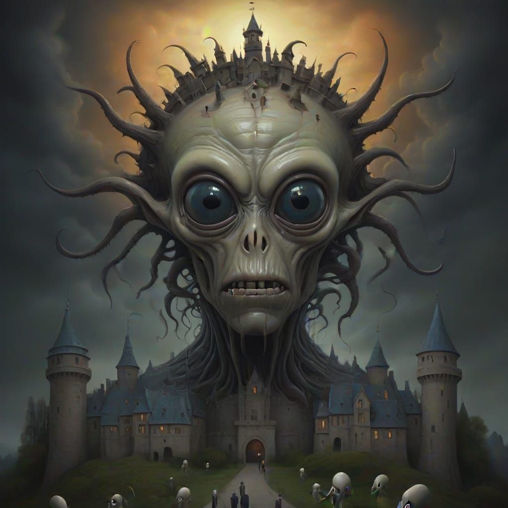 Surreal Pop Surrealist Painting of a Melted Alien ... - AI Art