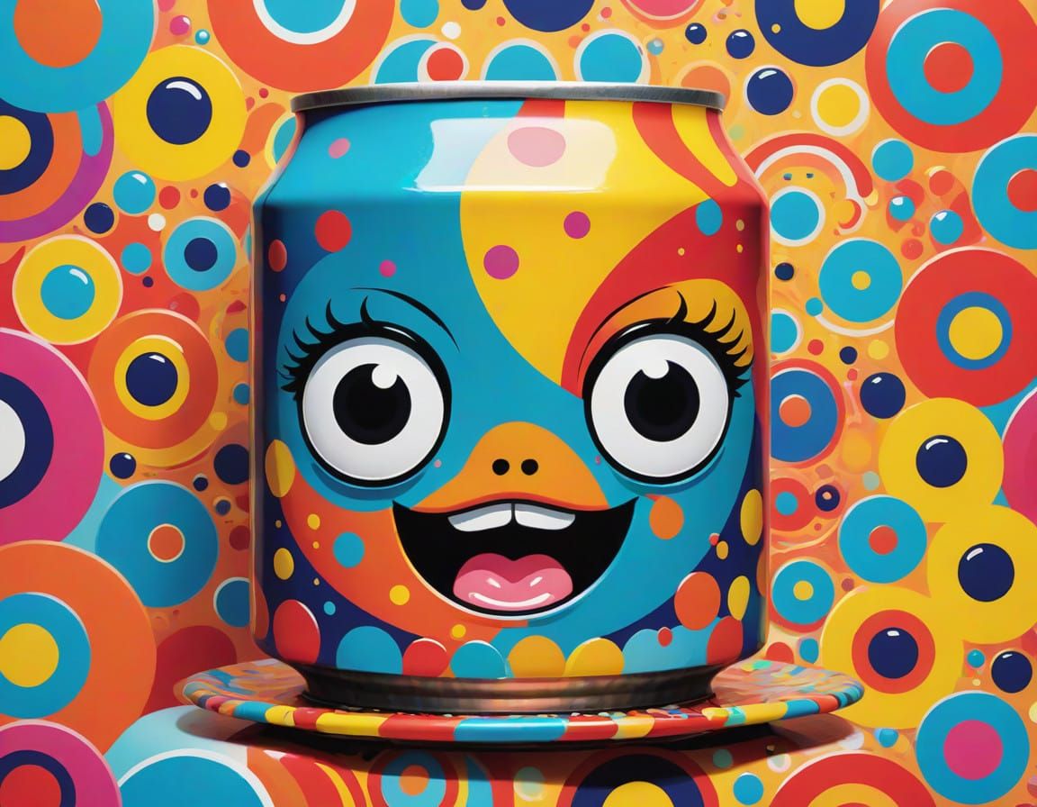 A pop art anthropomorphic screaming can of soda
