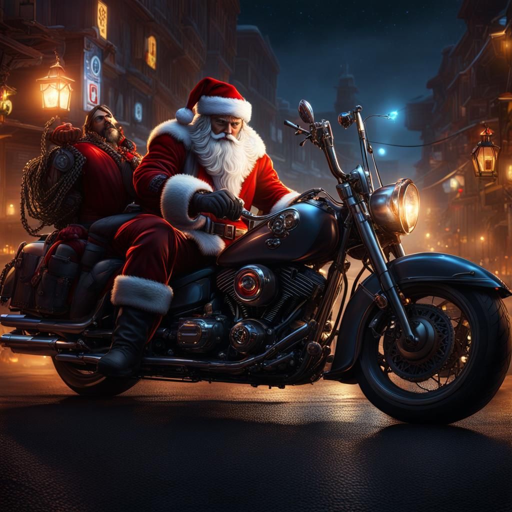 Lobo the last Czarnian carries Santa Claus tied with chains to the back ...