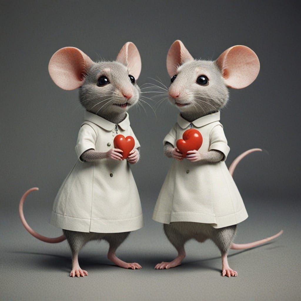 Whimsical Cartoon Mice Couple in Vibrant Colors - AI Art