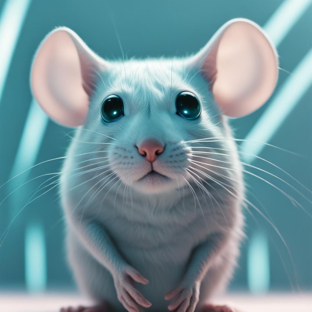 Photograph, Macro, A pastel colored scifi movie with light blue mouse ...