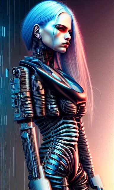 Cyberpunk android 18, human features, Intricate, Scenic, Hyperdetailed ...