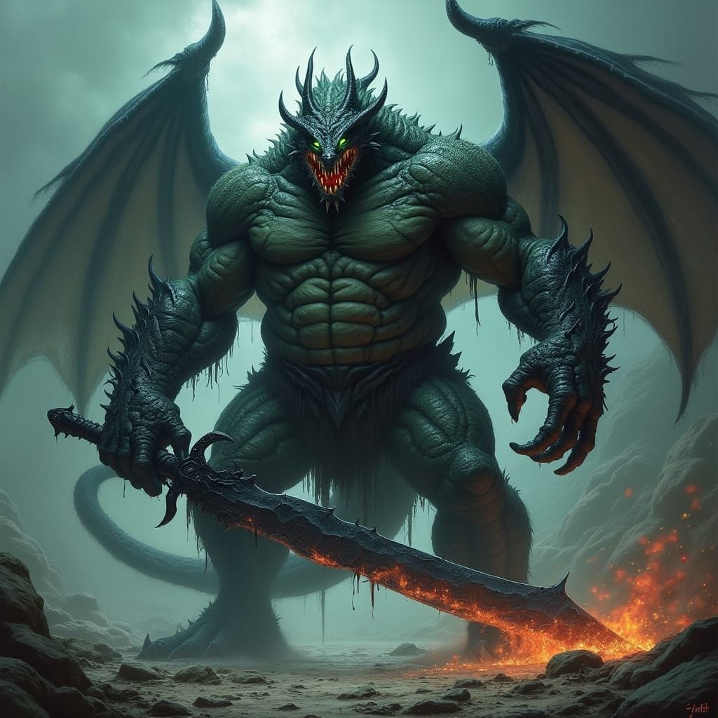 Nightmarish Abomination in Dark Fantasy Style - AI Art