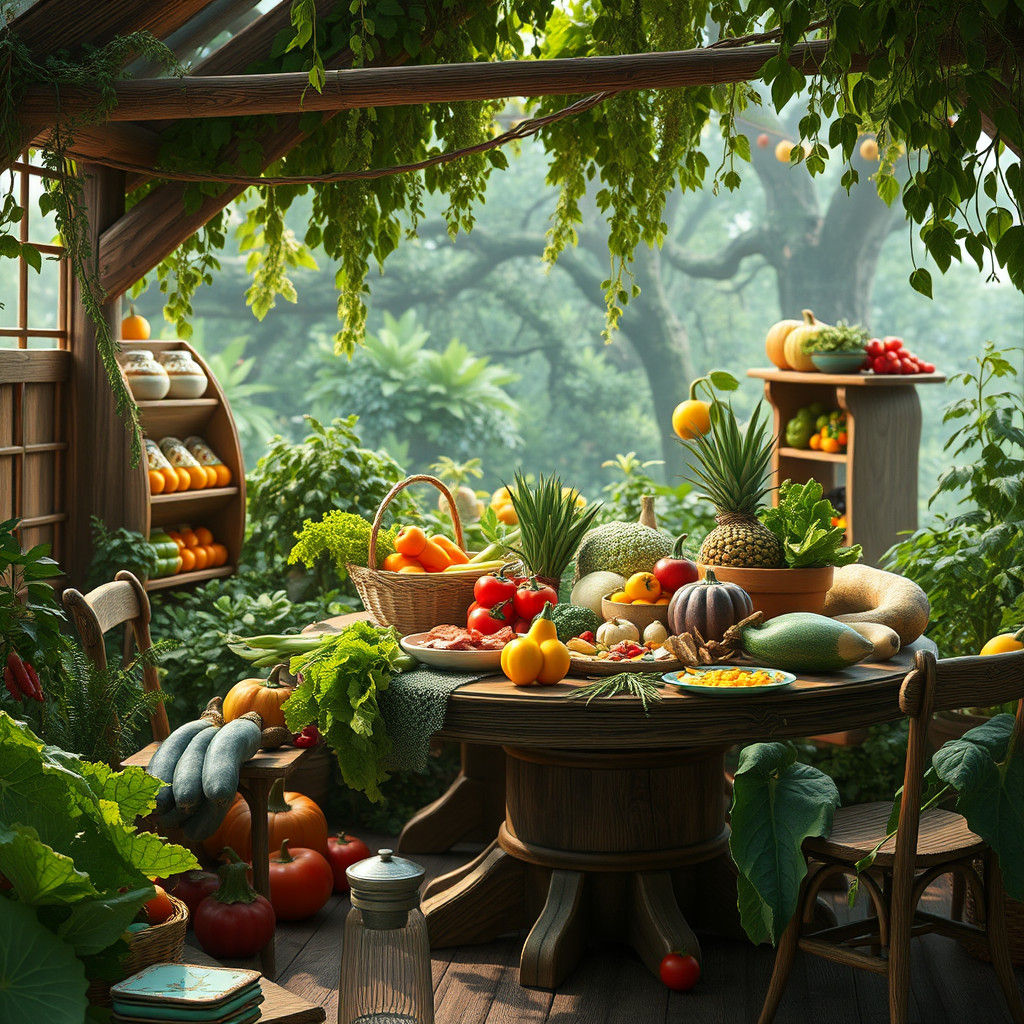 Fantastical Farm-to-Table Oasis with Whimsical Woo... - AI Art