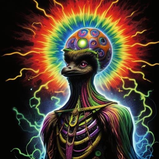 Psychedelic Oasis Scene in Inverted Color, Undergr... - AI Art