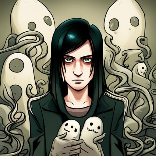 an emo gothic person surrounded by ghosts and poltergeists. - AI ...