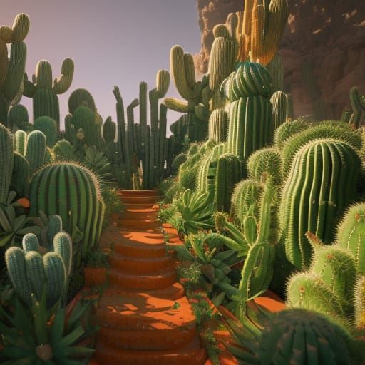 Elaborate cactus maze display - AI Generated Artwork - NightCafe Creator
