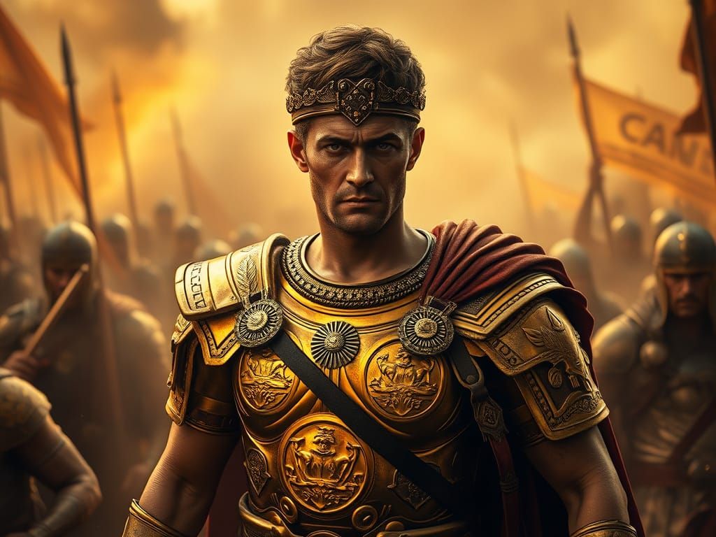 Julius Caesar in the midst of battle