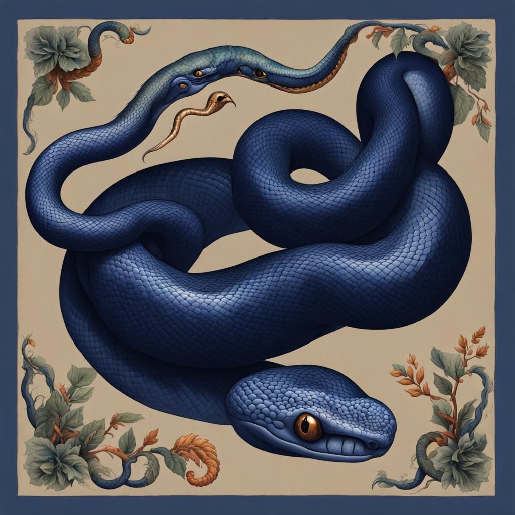 Dark blue snake - AI Generated Artwork - NightCafe Creator