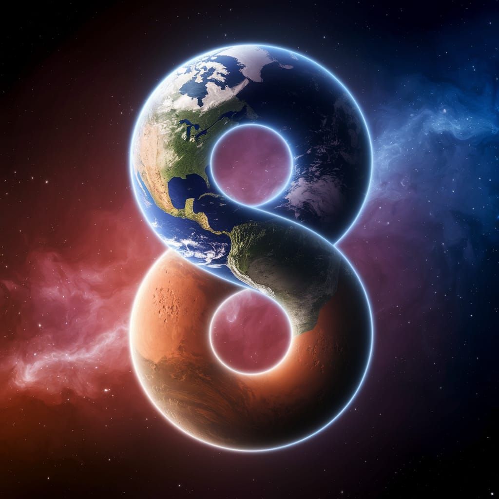 Earth and Mars creating a beautiful cosmic Eight