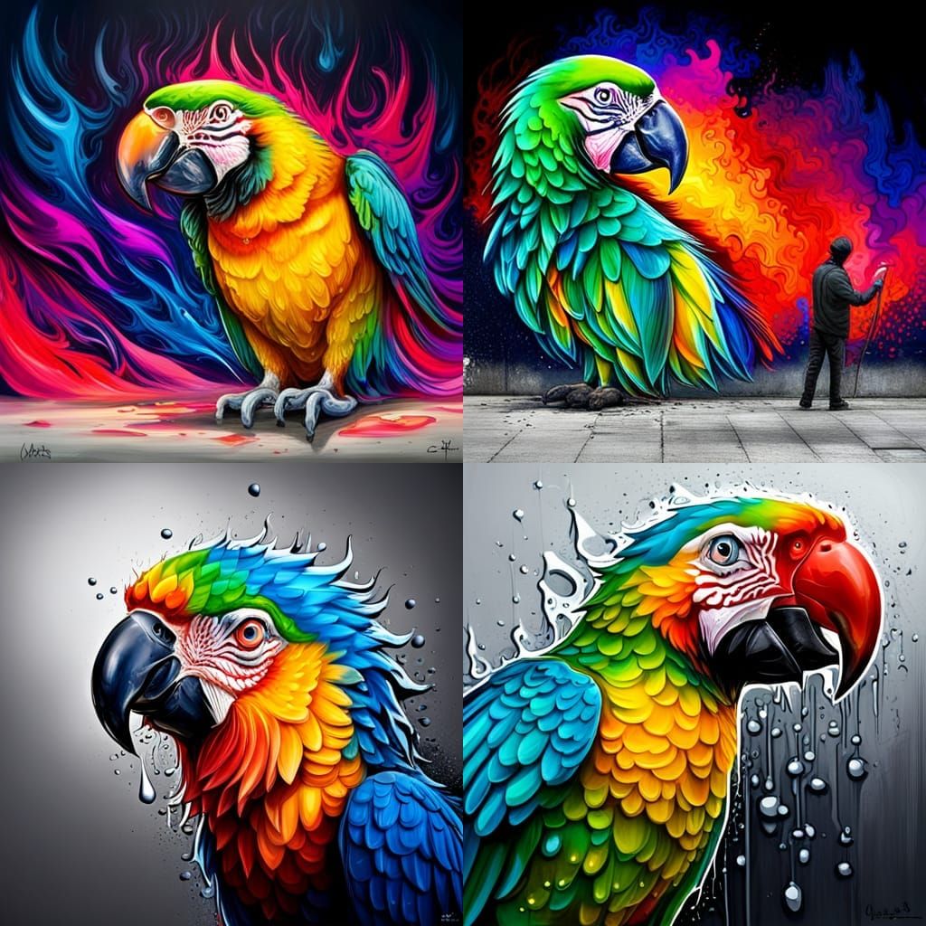 Evil parrot multicolor - AI Generated Artwork - NightCafe Creator