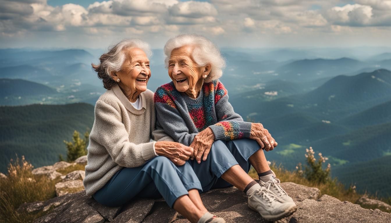 Siblings having fun by remembering their childhood memories in their 80 ...