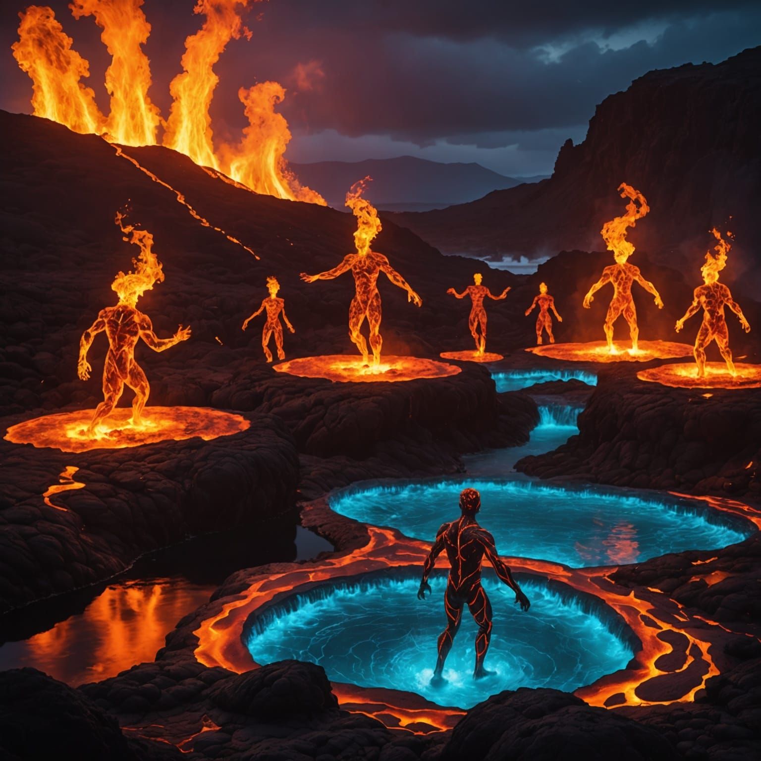 Dance of fire elementals - AI Generated Artwork - NightCafe Creator