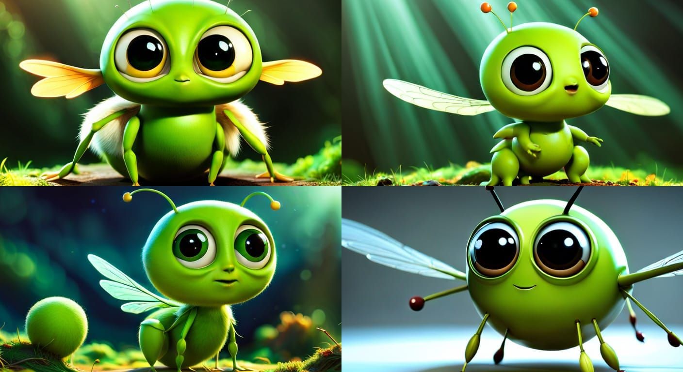 an adorable baby insect creature with wings, cute, innocent by Max ...