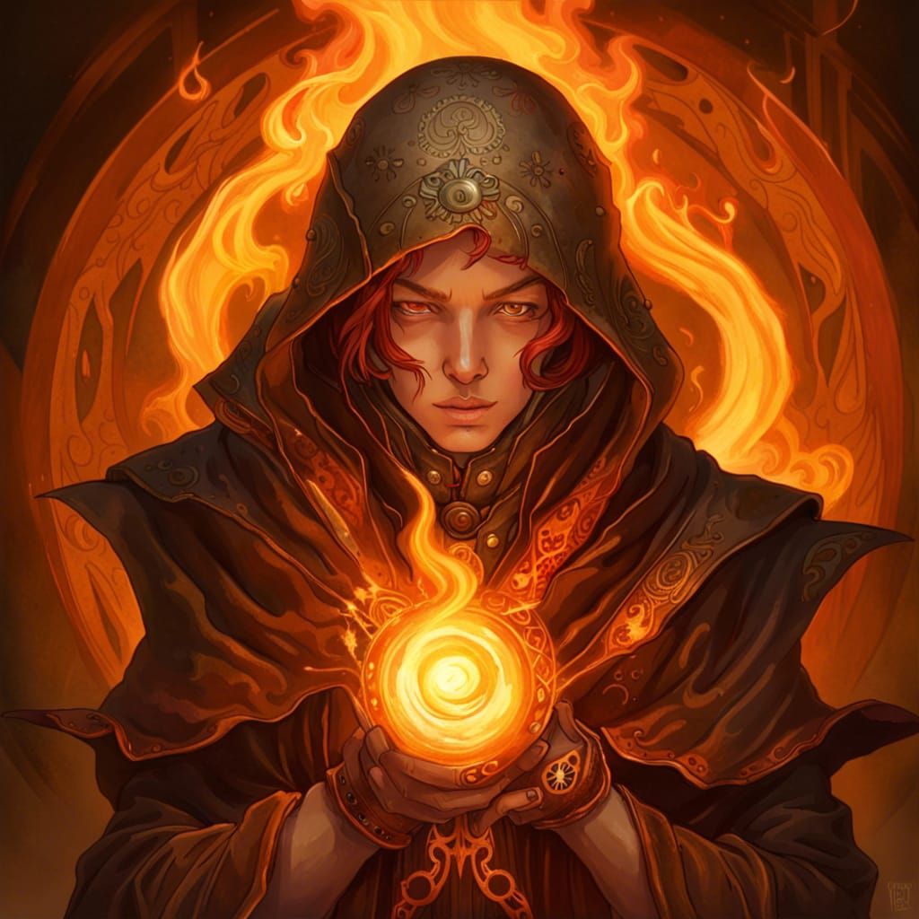 Hooded Pyrokinetic Monk - AI Generated Artwork - NightCafe Creator
